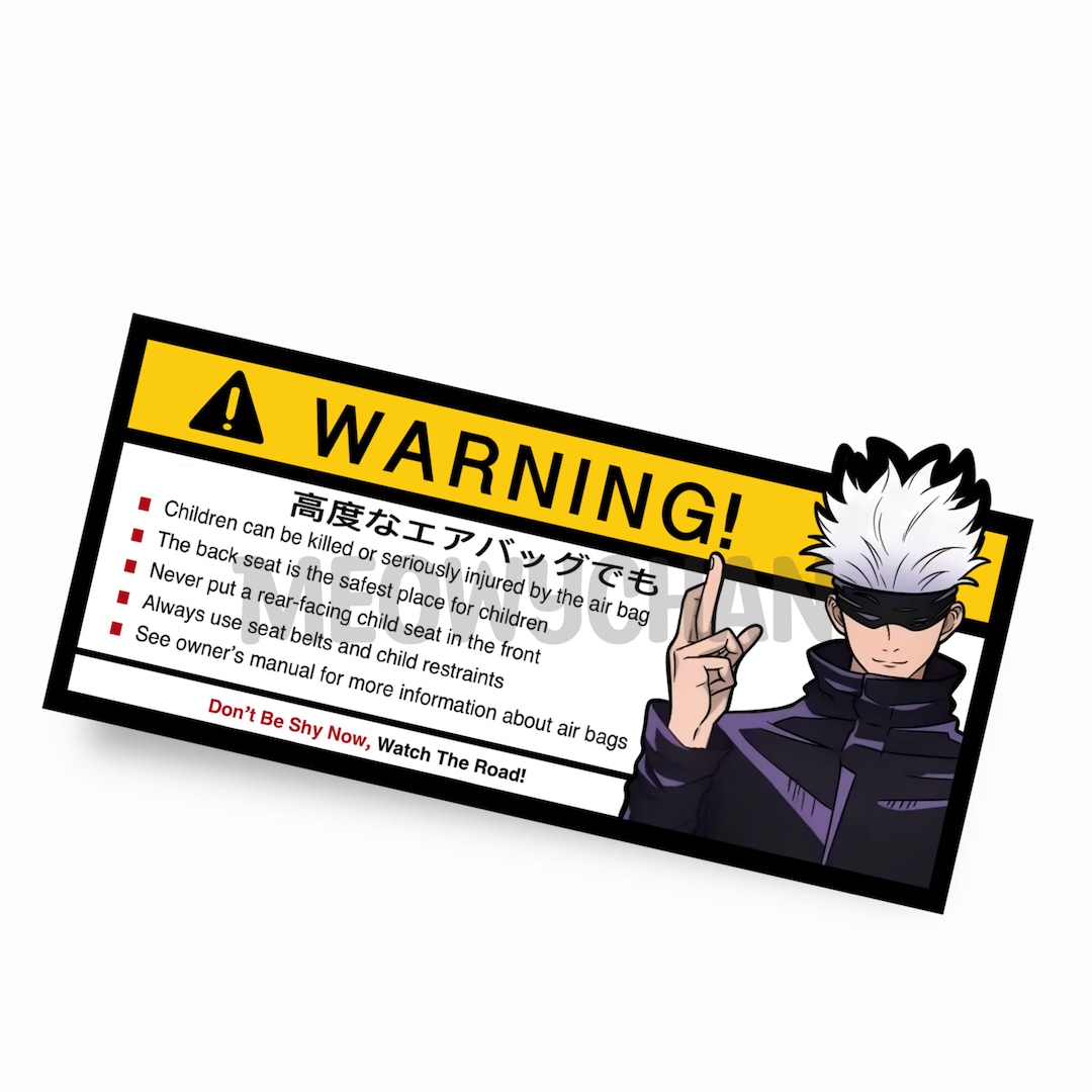 Anime Warning Sticker, Sorcery Anime, Airbag Warning Sticker, Visor ...