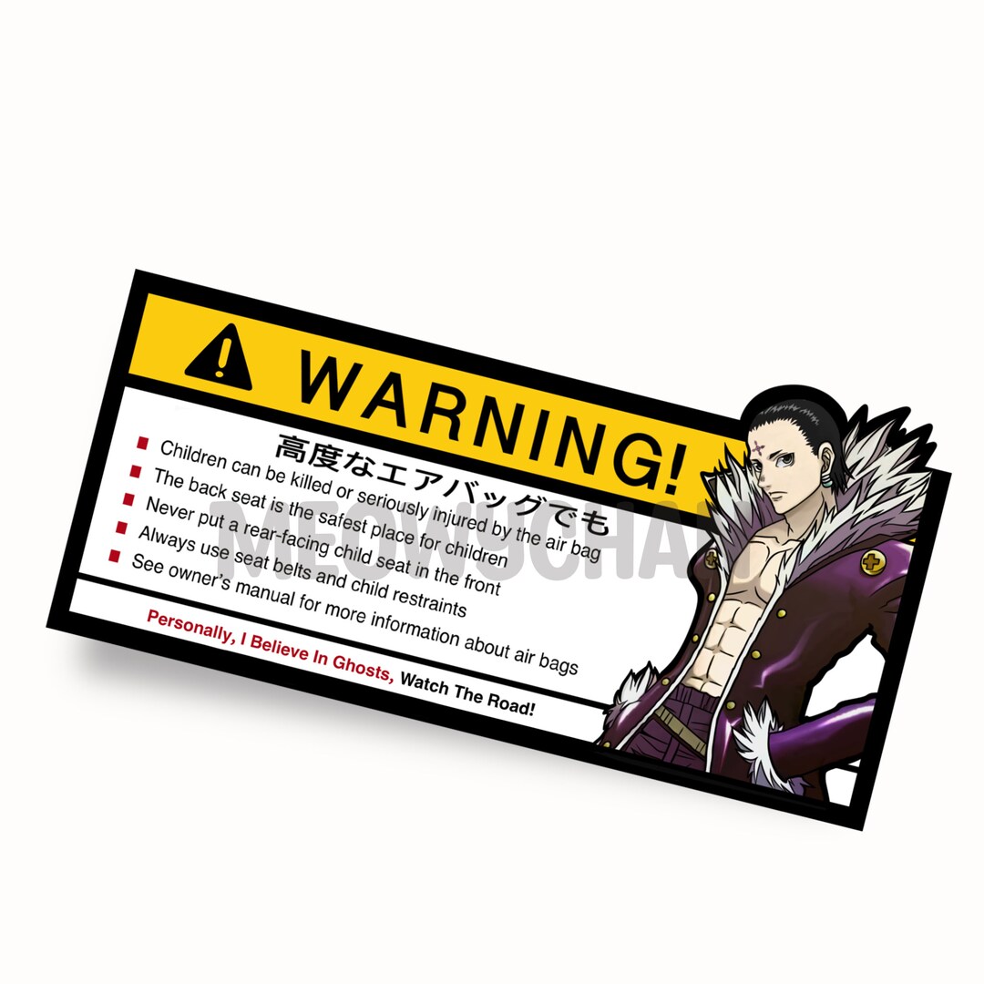 Anime Warning Sticker, Hunter, Airbag Warning Sticker, Visor Anime ...