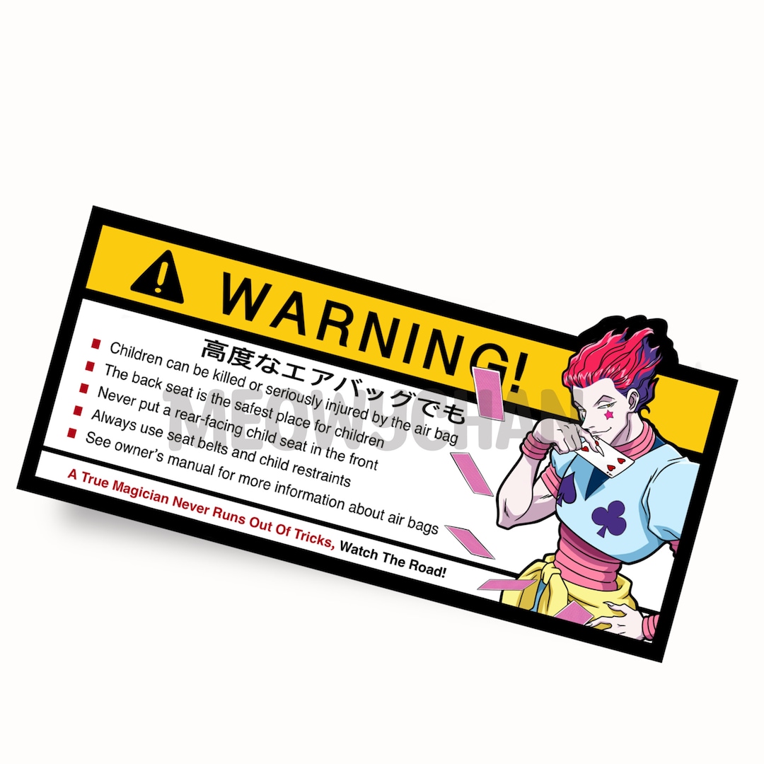 Anime Warning Sticker, Hunter, Airbag Warning Sticker, Visor Anime ...