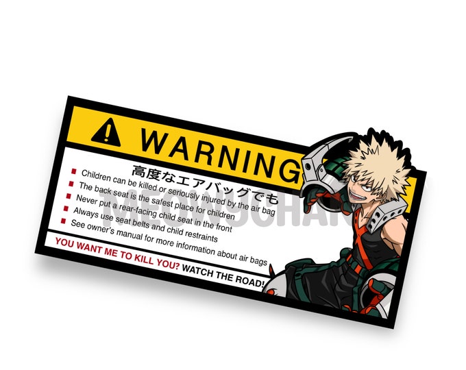 Anime Warning Sticker, Hero Anime, Airbag Warning Sticker, Visor Anime ...