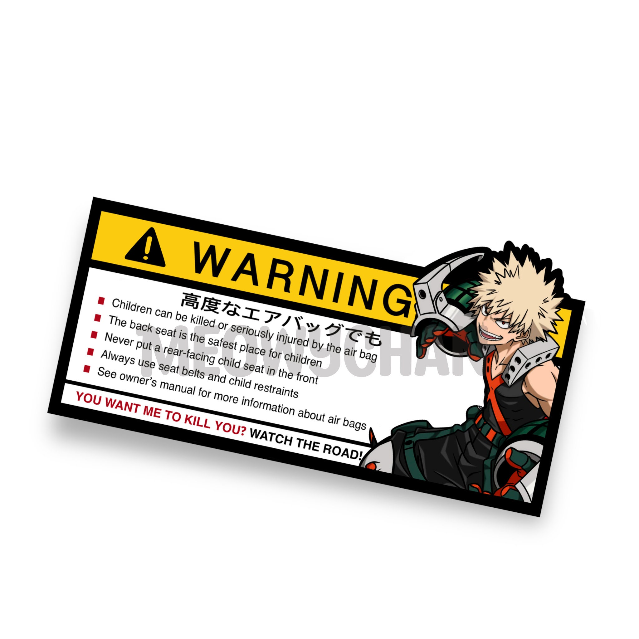 Anime Warning Sticker, Hero Anime, Airbag Warning Sticker, Visor Anime ...