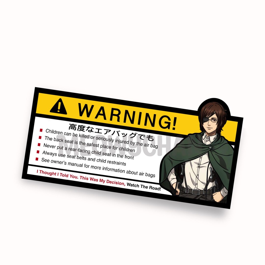 Anime Warning Sticker, Titan Killer Anime, Airbag Warning Sticker ...