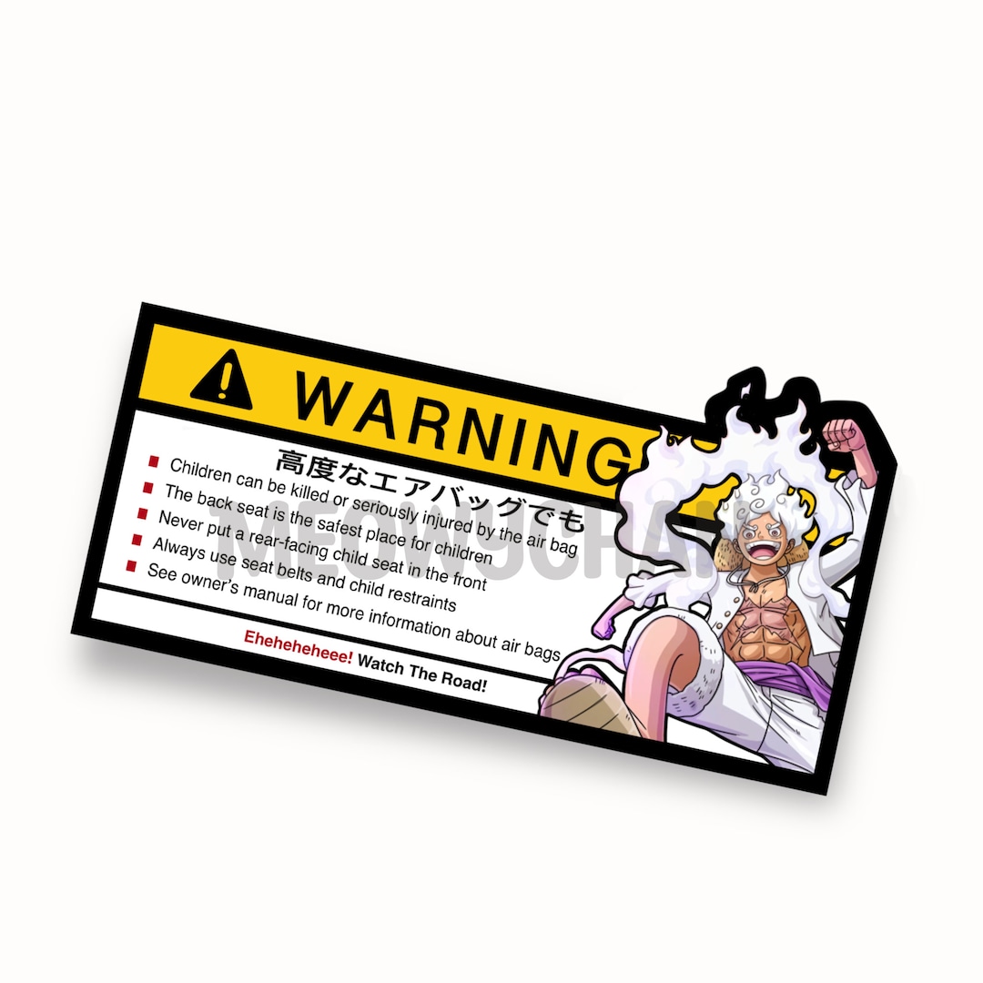 Anime Warning Sticker, Pirate King, Airbag Warning Sticker, Visor Anime ...