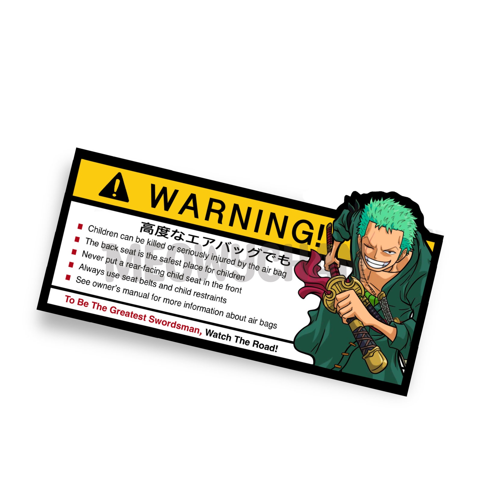 Anime Warning Sticker, Pirate King, Airbag Warning Sticker, Visor Anime ...