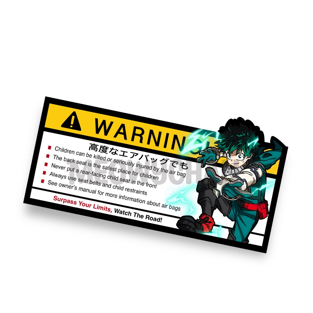 Anime Warning Sticker, Hero Anime, Airbag Warning Sticker, Visor Anime ...