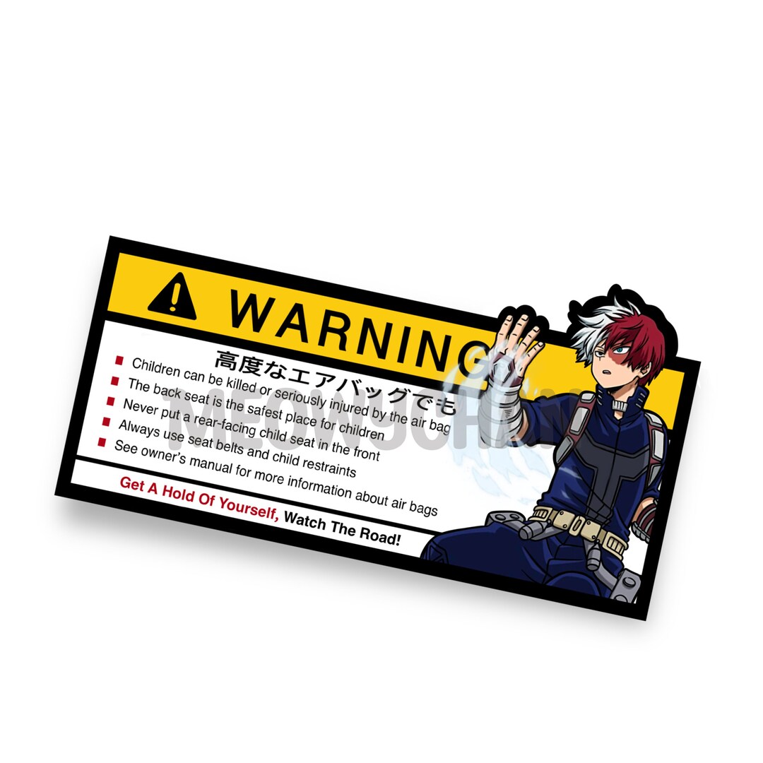Anime Warning Sticker, Hero Anime, Airbag Warning Sticker, Visor Anime ...