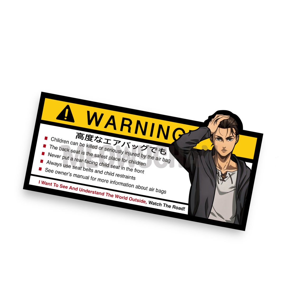 Anime Warning Sticker, Titan Killer Anime, Airbag Warning Sticker ...