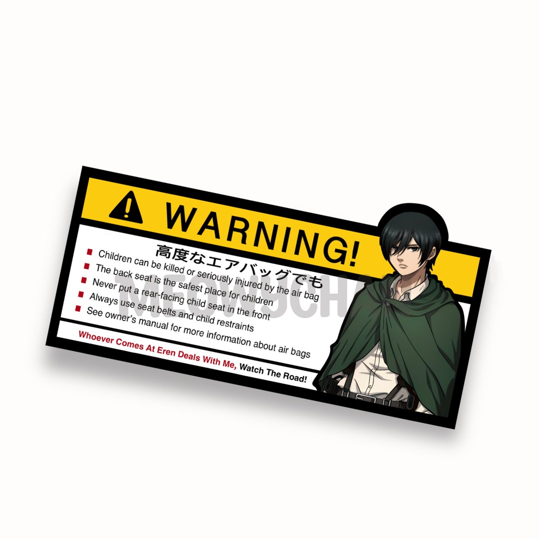 Anime Warning Sticker, Titan Killer Anime, Airbag Warning Sticker ...