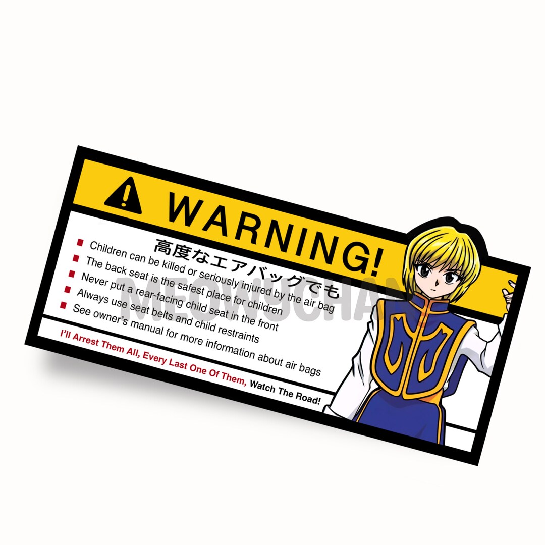Anime Warning Sticker, Hunter, Airbag Warning Sticker, Visor Anime ...
