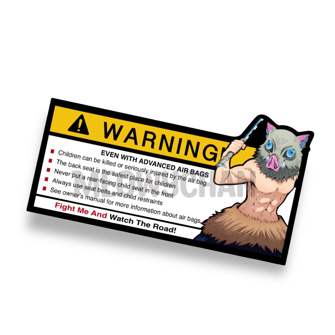 Anime Warning Sticker, Demon Anime, Airbag Warning Sticker, Visor Anime ...