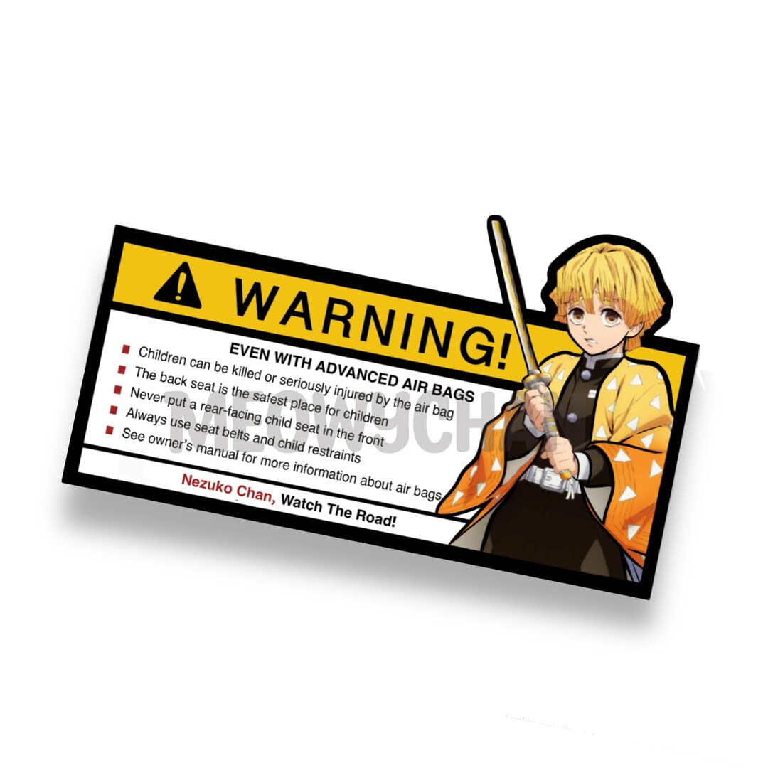 Anime Warning Sticker, Demon Anime, Airbag Warning Sticker, Visor Anime ...