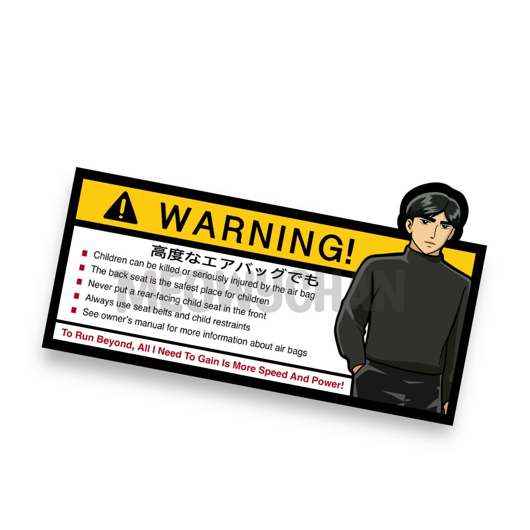 Anime Warning Sticker, Car Racing Anime, Car Anime, Airbag Warning ...