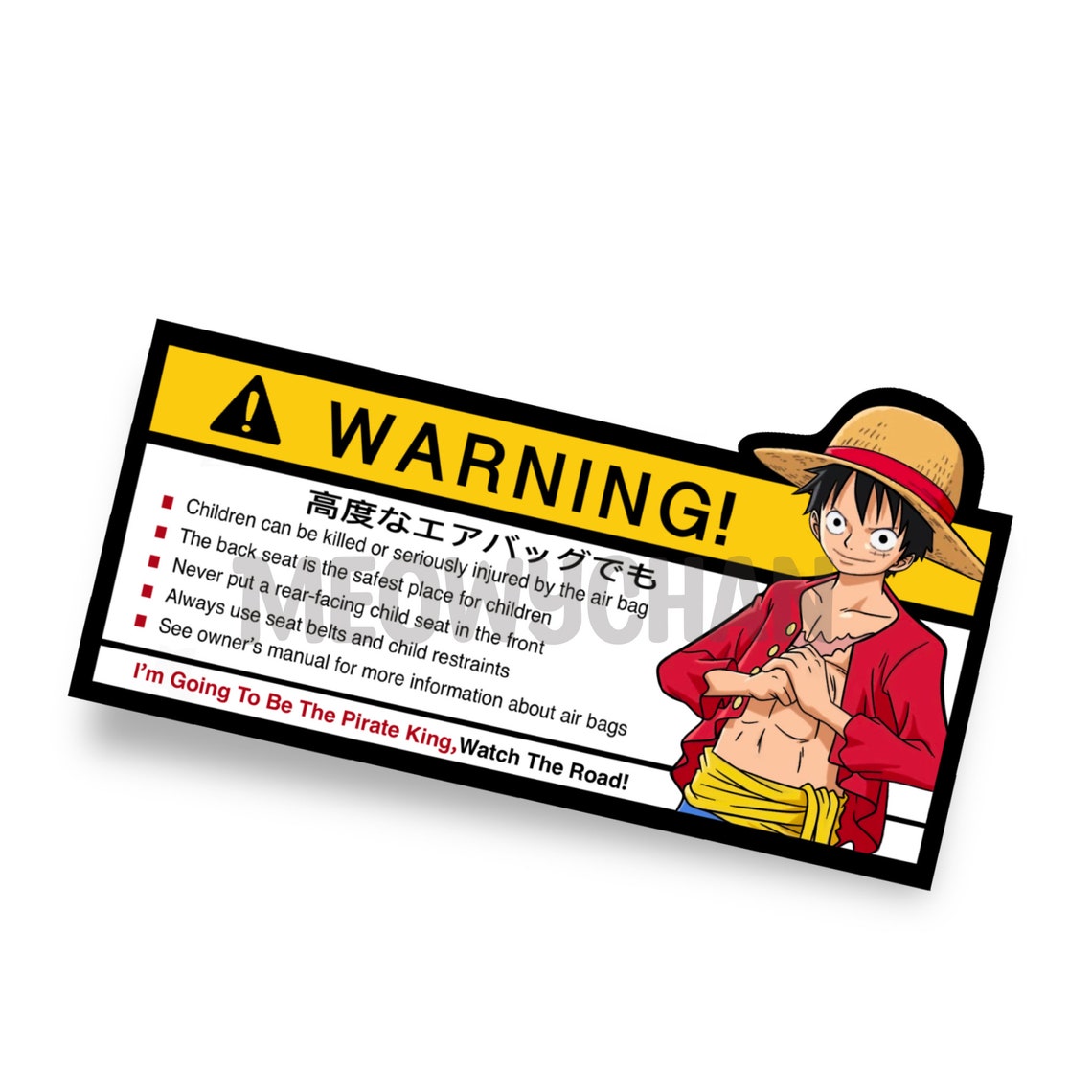Anime Warning Sticker, Pirate King, Airbag Warning Sticker, Visor Anime ...