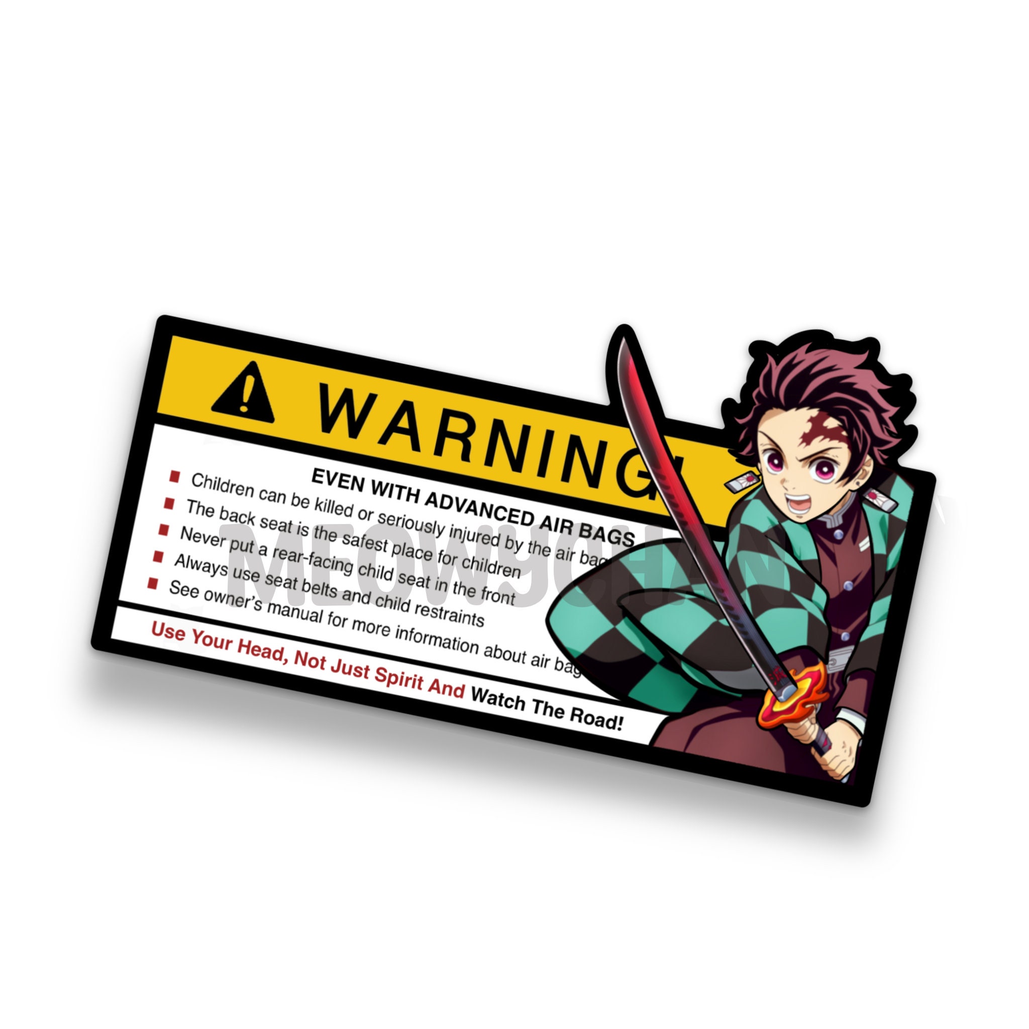 Anime Warning Sticker, Demon Anime, Airbag Warning Sticker, Visor Anime ...