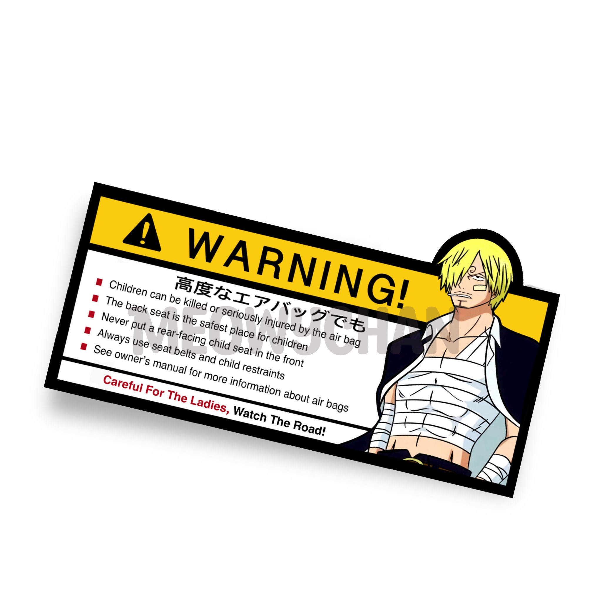 Anime Warning Sticker, Pirate King, Airbag Warning Sticker, Visor Anime ...