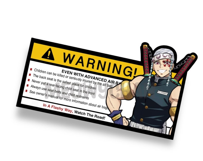 Anime Warning Sticker, Demon Anime, Airbag Warning Sticker, Visor Anime ...