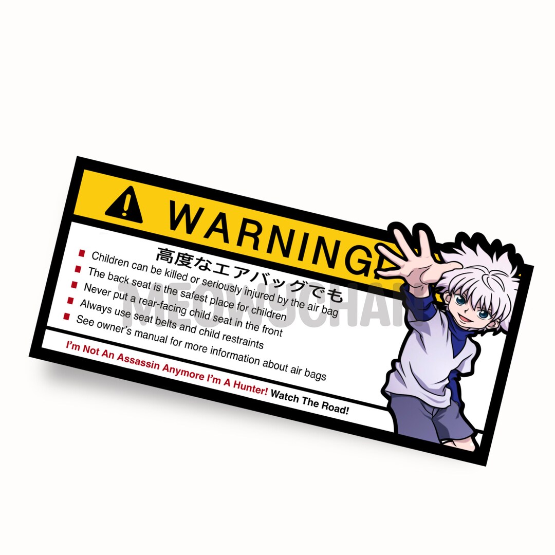 Anime Warning Sticker, Hunter, Airbag Warning Sticker, Visor Anime ...