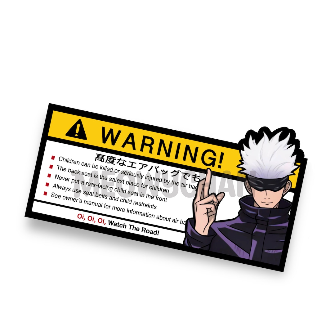 Anime Warning Sticker, Sorcery Anime, Airbag Warning Sticker, Visor ...