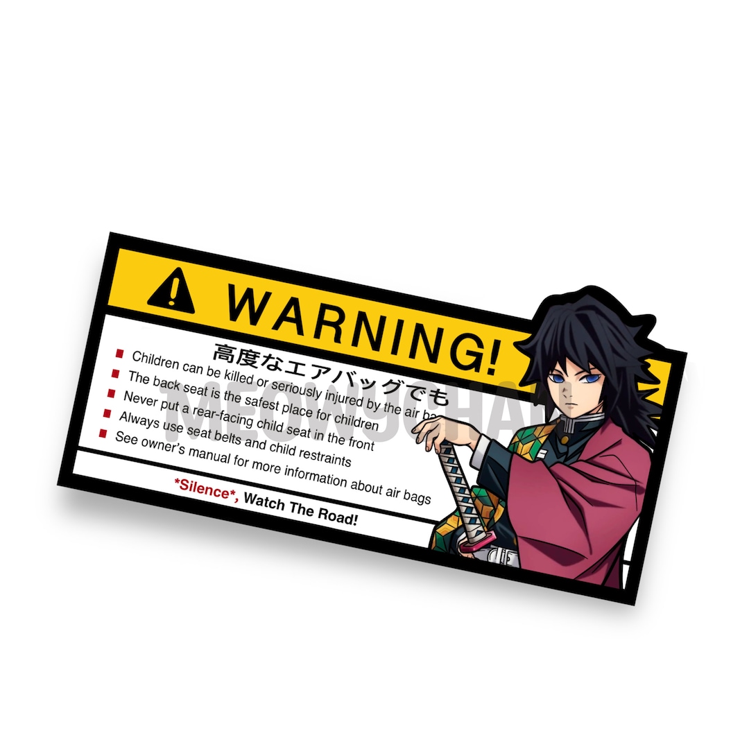 Anime Warning Sticker, Demon Anime, Airbag Warning Sticker, Visor Anime ...