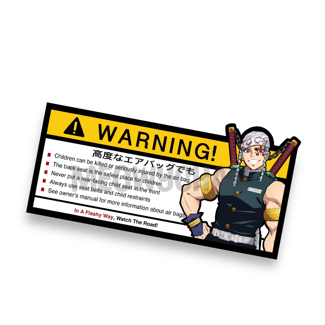 Anime Warning Sticker, Demon Anime, Airbag Warning Sticker, Visor Anime ...