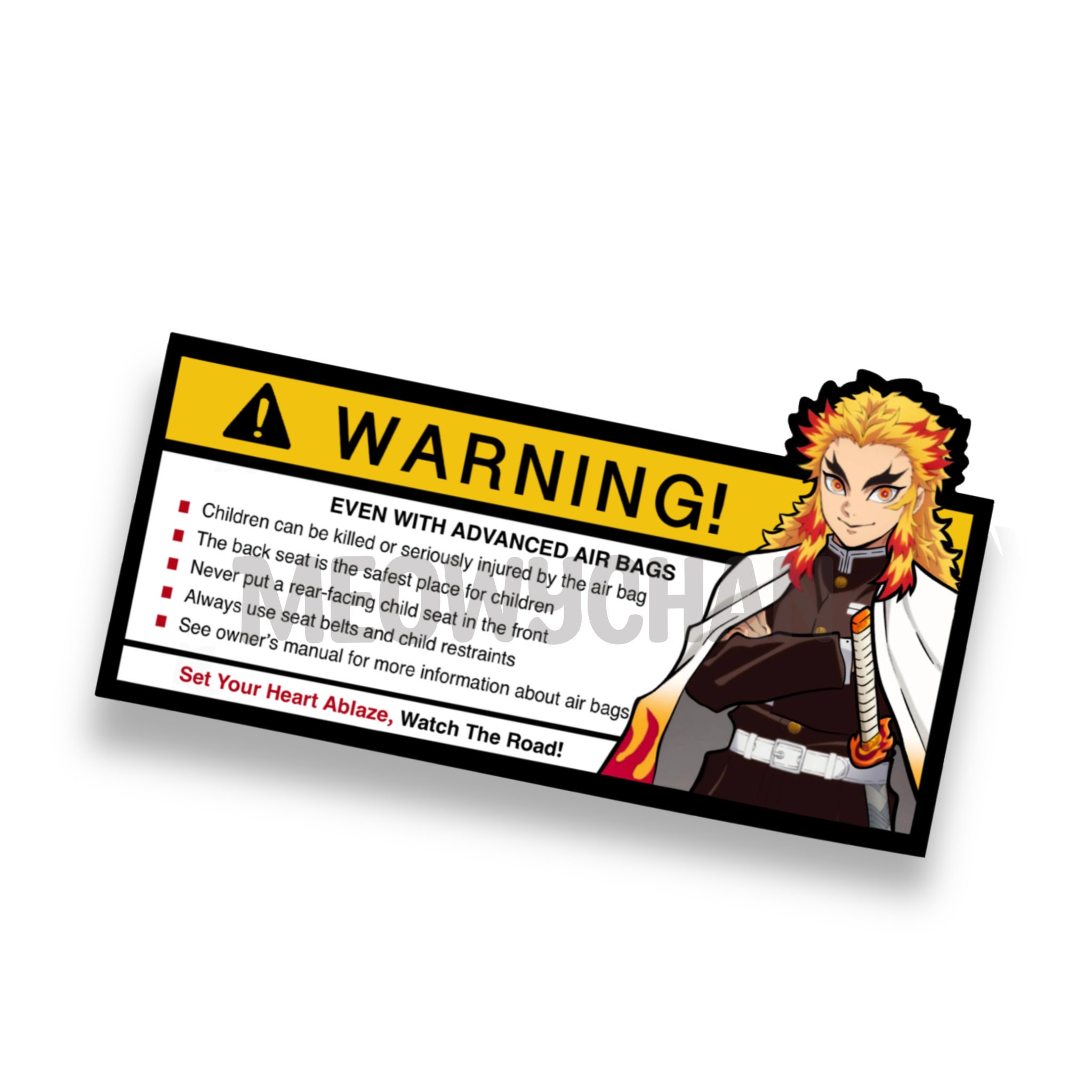 Anime Warning Sticker Demon Anime Airbag Warning Sticker - Etsy