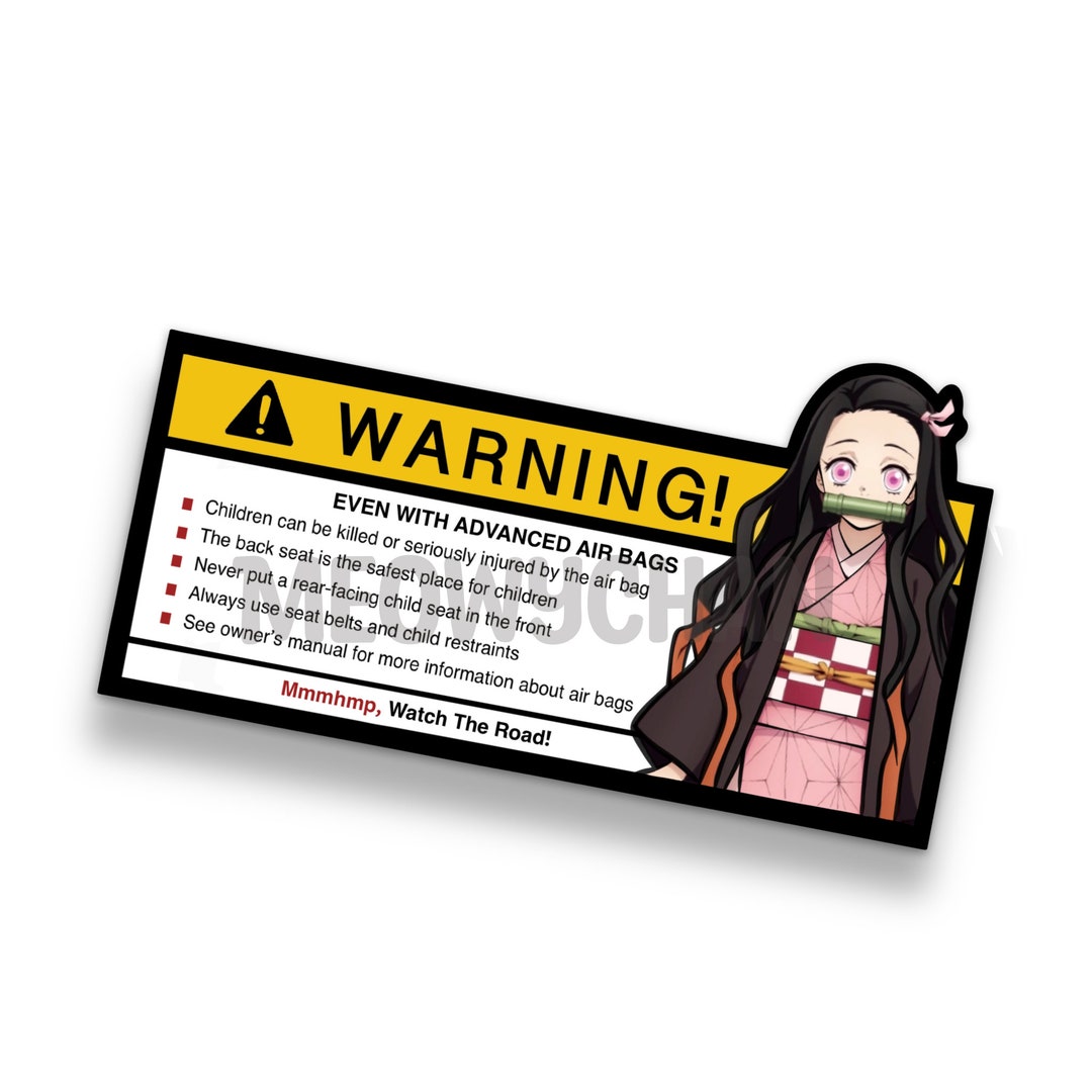 Anime Warning Sticker, Demon Anime, Airbag Warning Sticker, Visor Anime ...