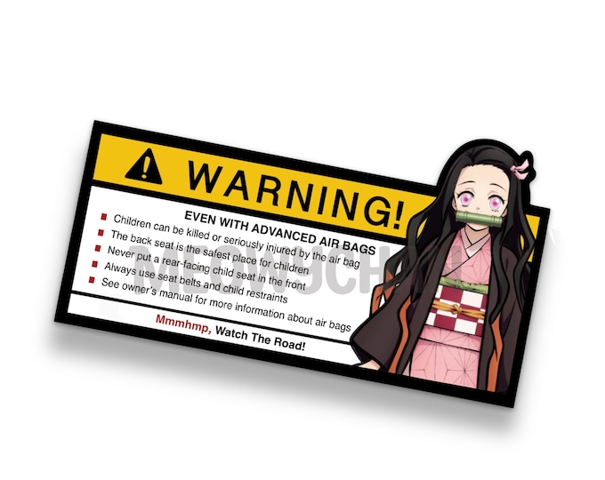 Anime Warning Sticker, Demon Anime, Airbag Warning Sticker, Visor Anime ...