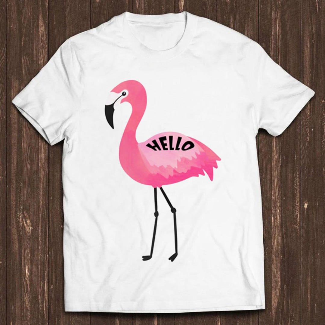 Flamingo Hello Pink Flamingos Cute Funny Animal Bird Meme Gift Tee ...
