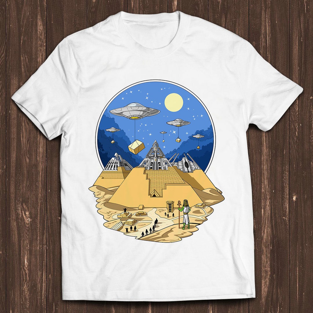 Aliens Building Egyptian Pyramids Funny Movie Music Cool Meme Gift Top ...