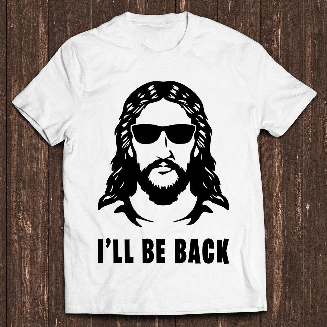 Jesus I 'll Be Back Bible Christ Face Classic Retro Film Gamer Cult ...