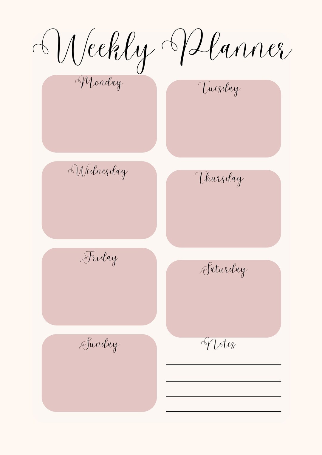 Weekly Planner to Do List - Etsy