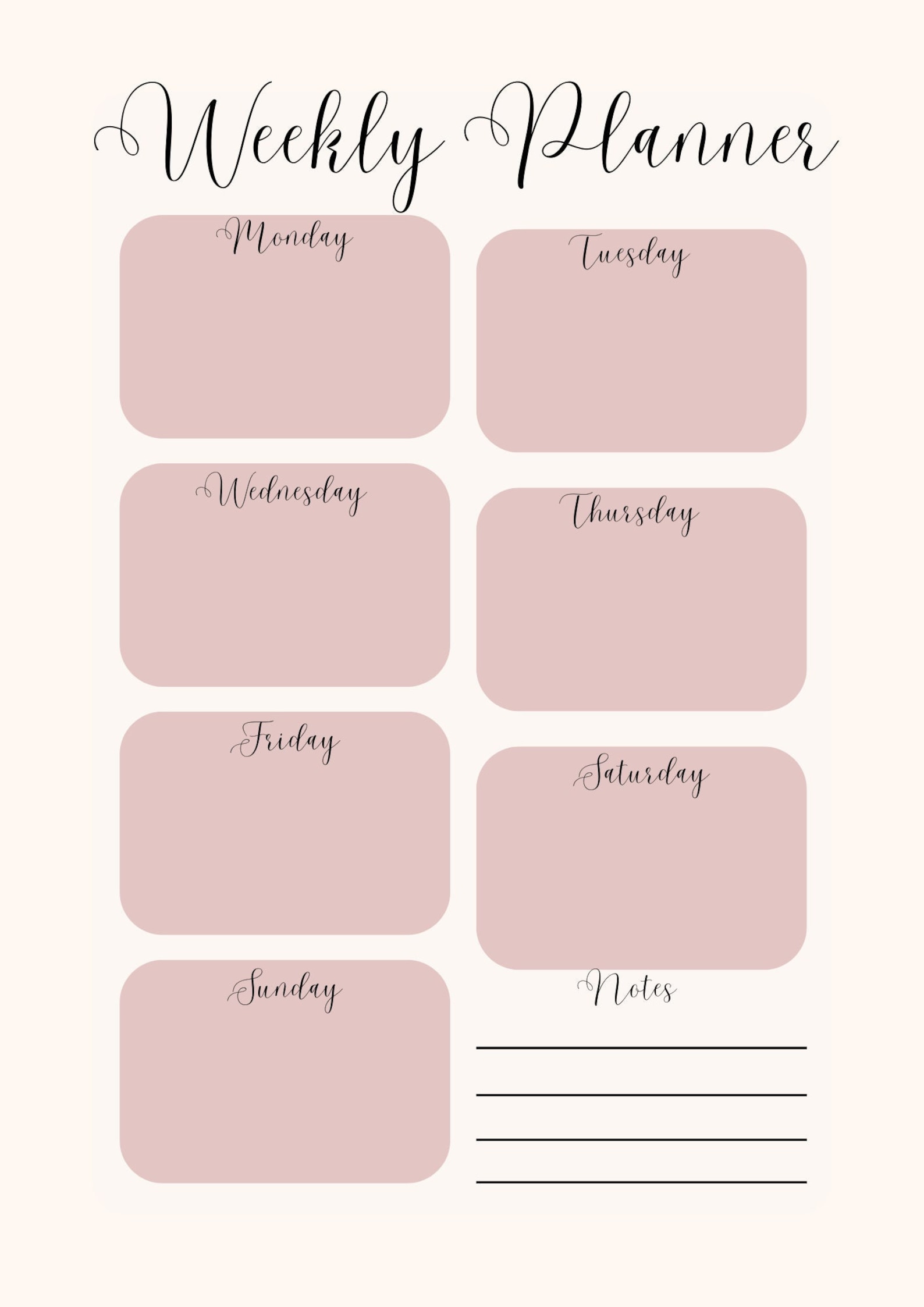 Weekly Planner to Do List - Etsy