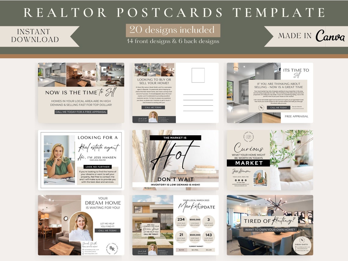 Editable Real Estate Postcard Template, Canva Template, Realtor ...