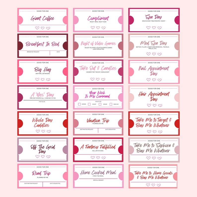 Love Coupon Printable, Valentines Day Coupons, Last Minute Valentine's ...