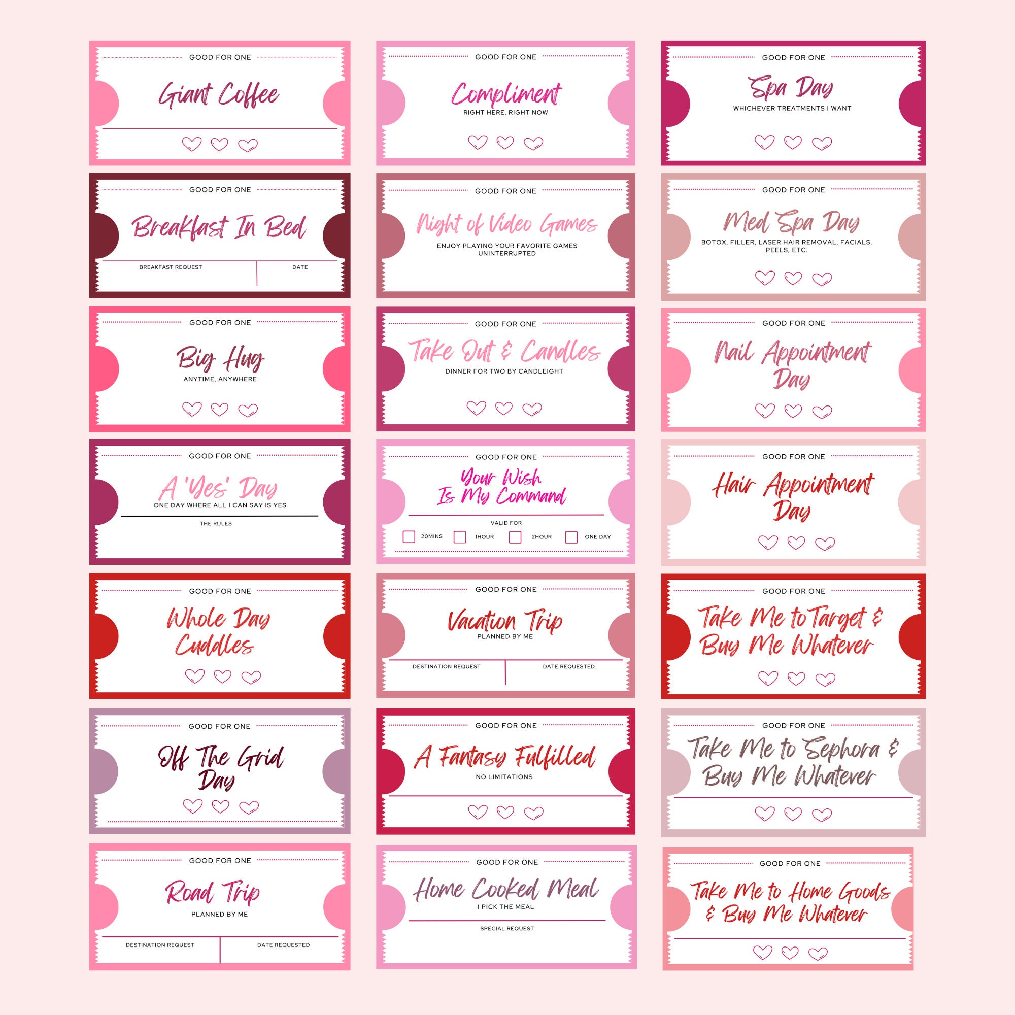 Love Coupon Printable, Valentines Day Coupons, Last Minute Valentine's ...