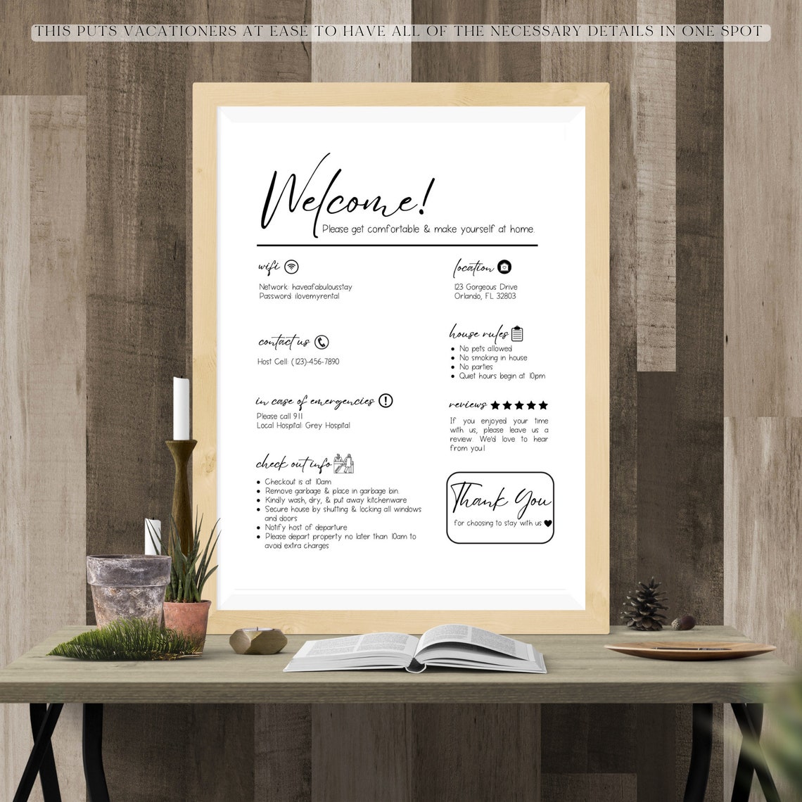 Airbnb Welcome Sign Vacation Rental Printable Canva Template VRBO Home ...