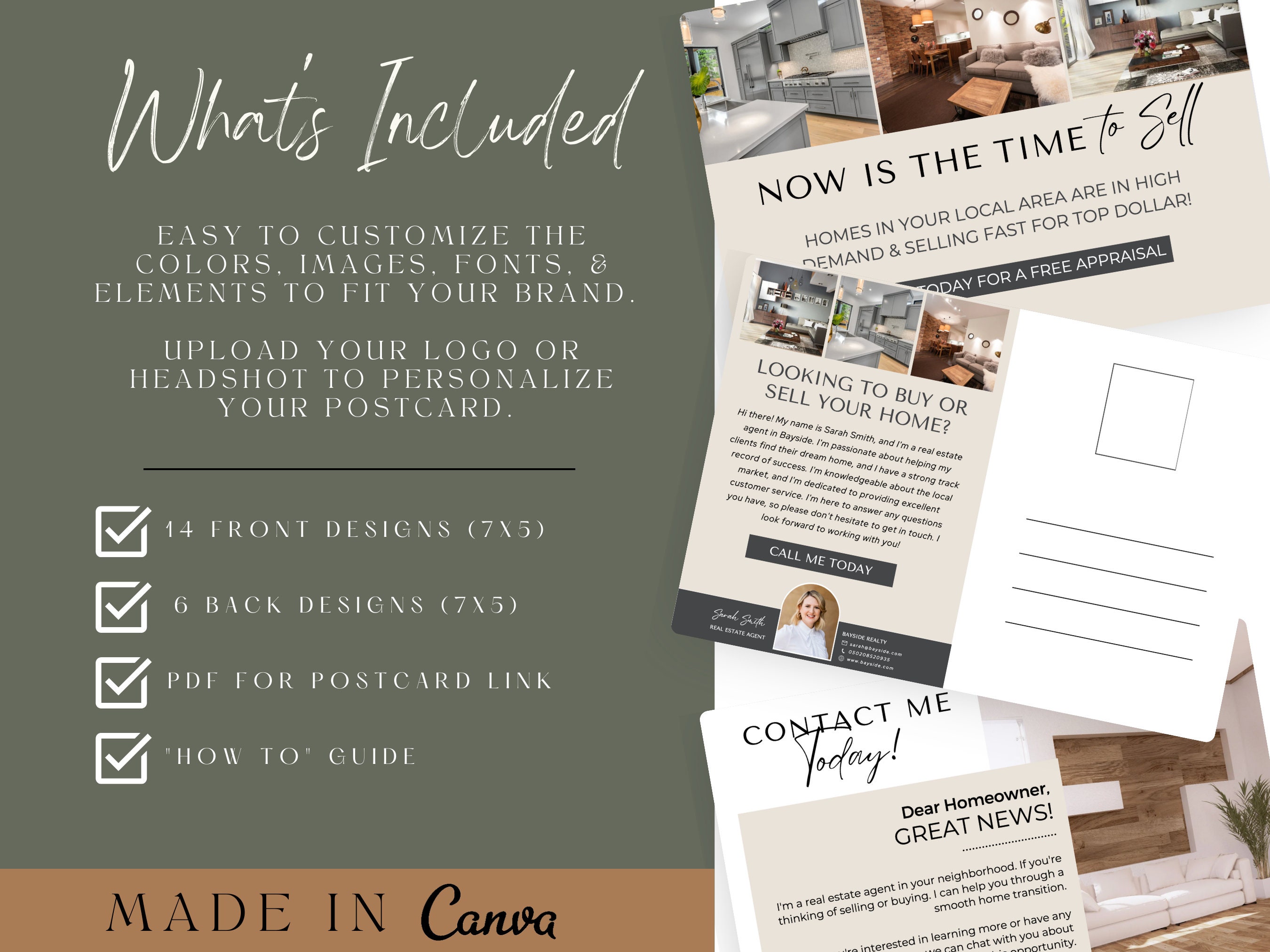 Editable Real Estate Postcard Template, Canva Template, Realtor ...