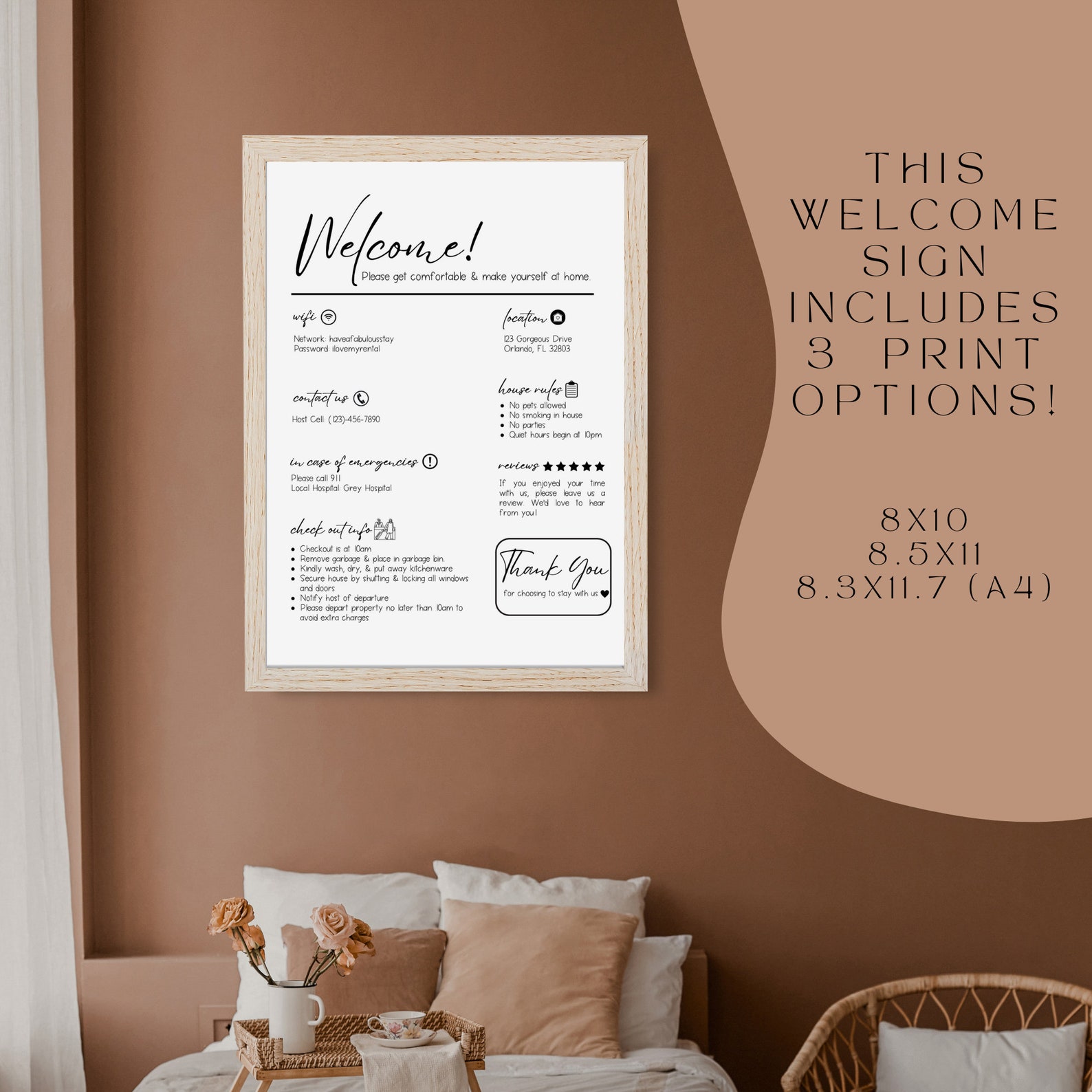 Airbnb Welcome Sign | Vacation Rental Printable | Canva Template | VRBO ...