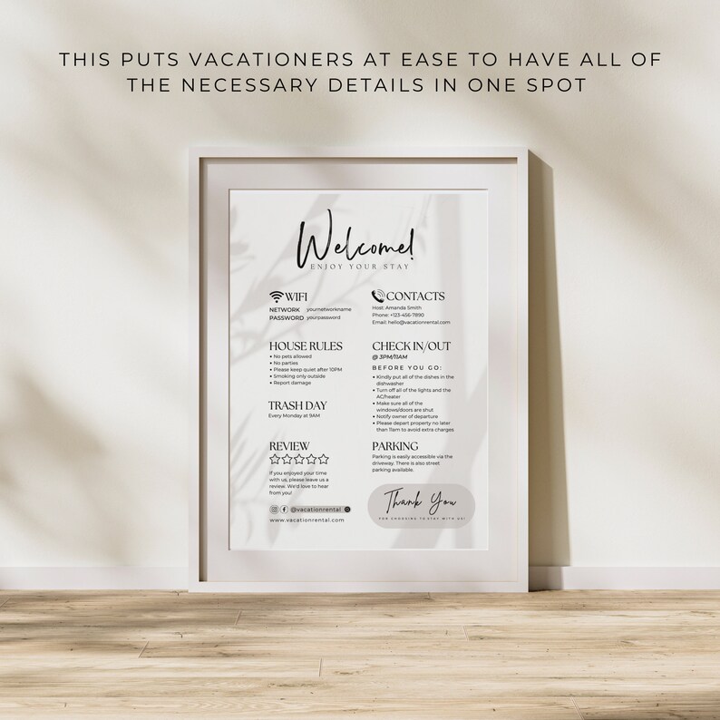 Airbnb Welcome Sign Vacation Rental Printable Editable - Etsy Australia