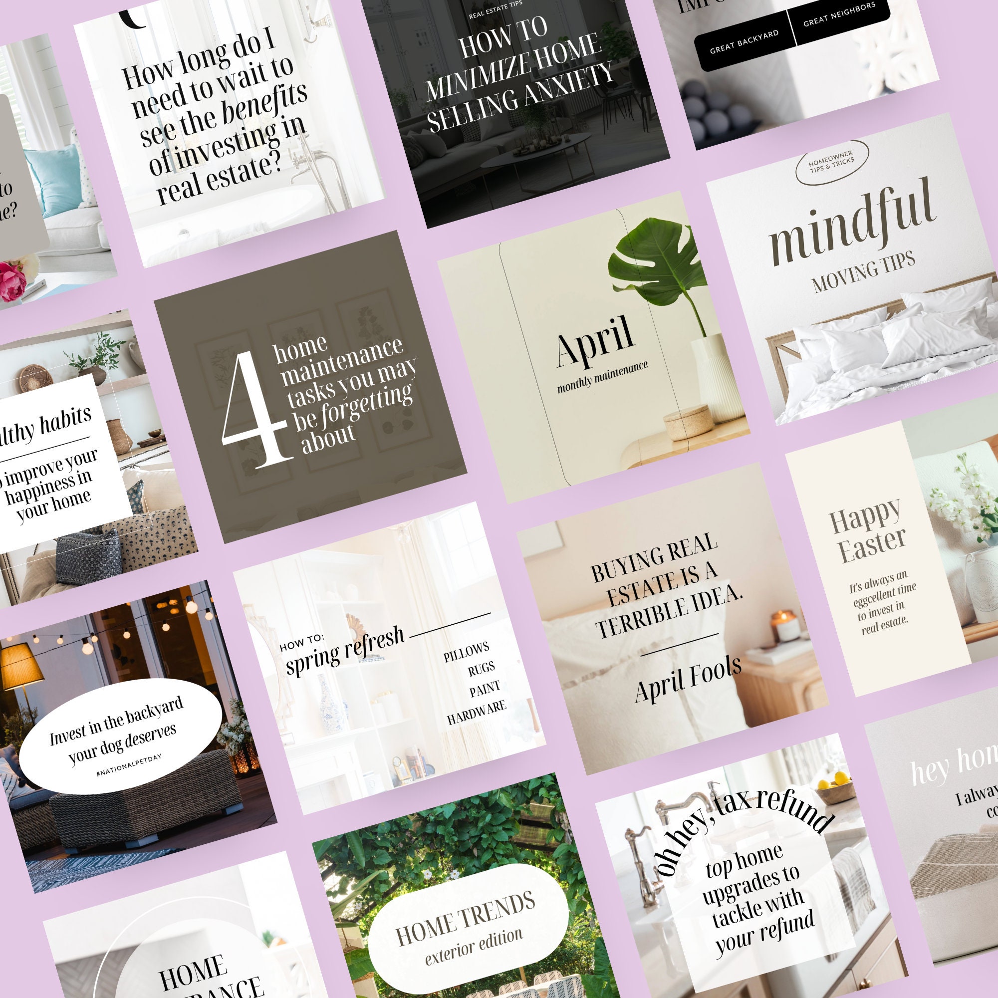 April Real Estate Marketing Templates With Matching Captions - Etsy