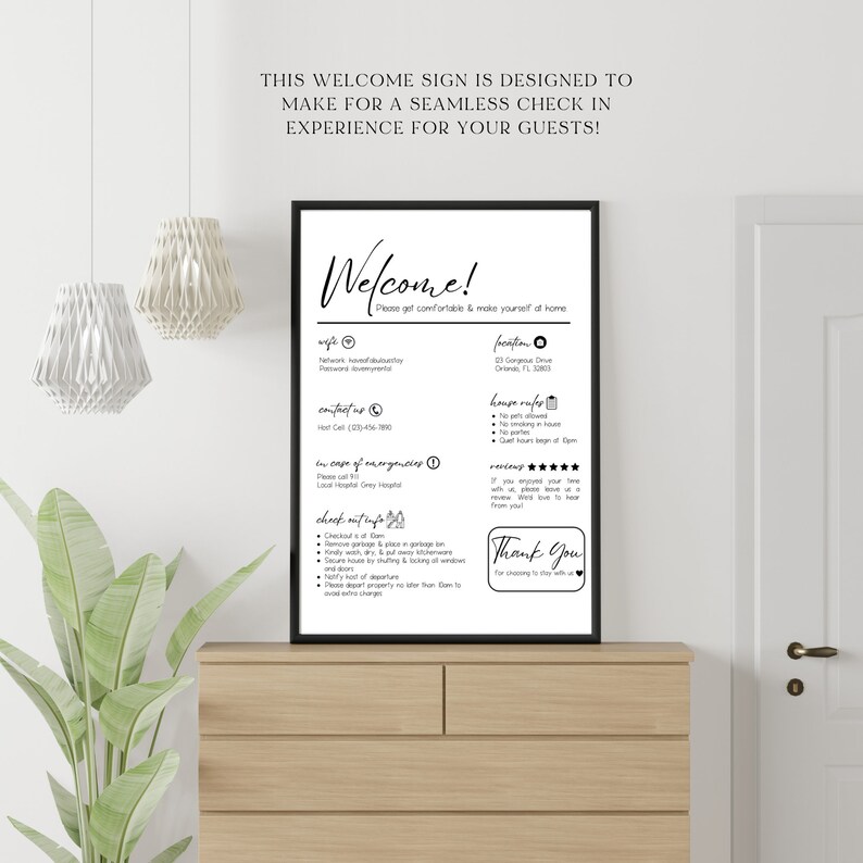 Airbnb Welcome Sign | Vacation Rental Printable | Canva Template | VRBO ...