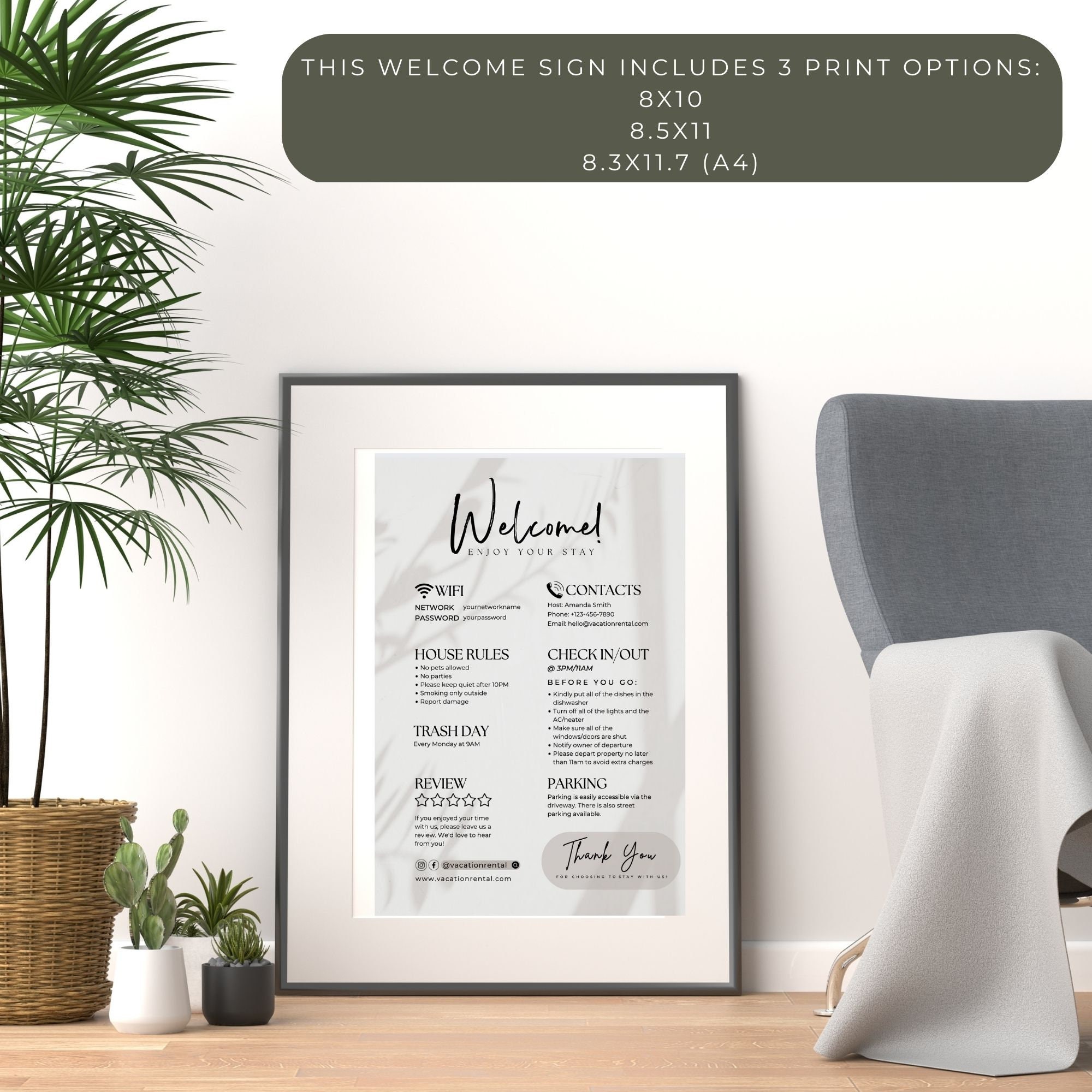 Airbnb Welcome Sign Vacation Rental Printable Editable - Etsy Australia
