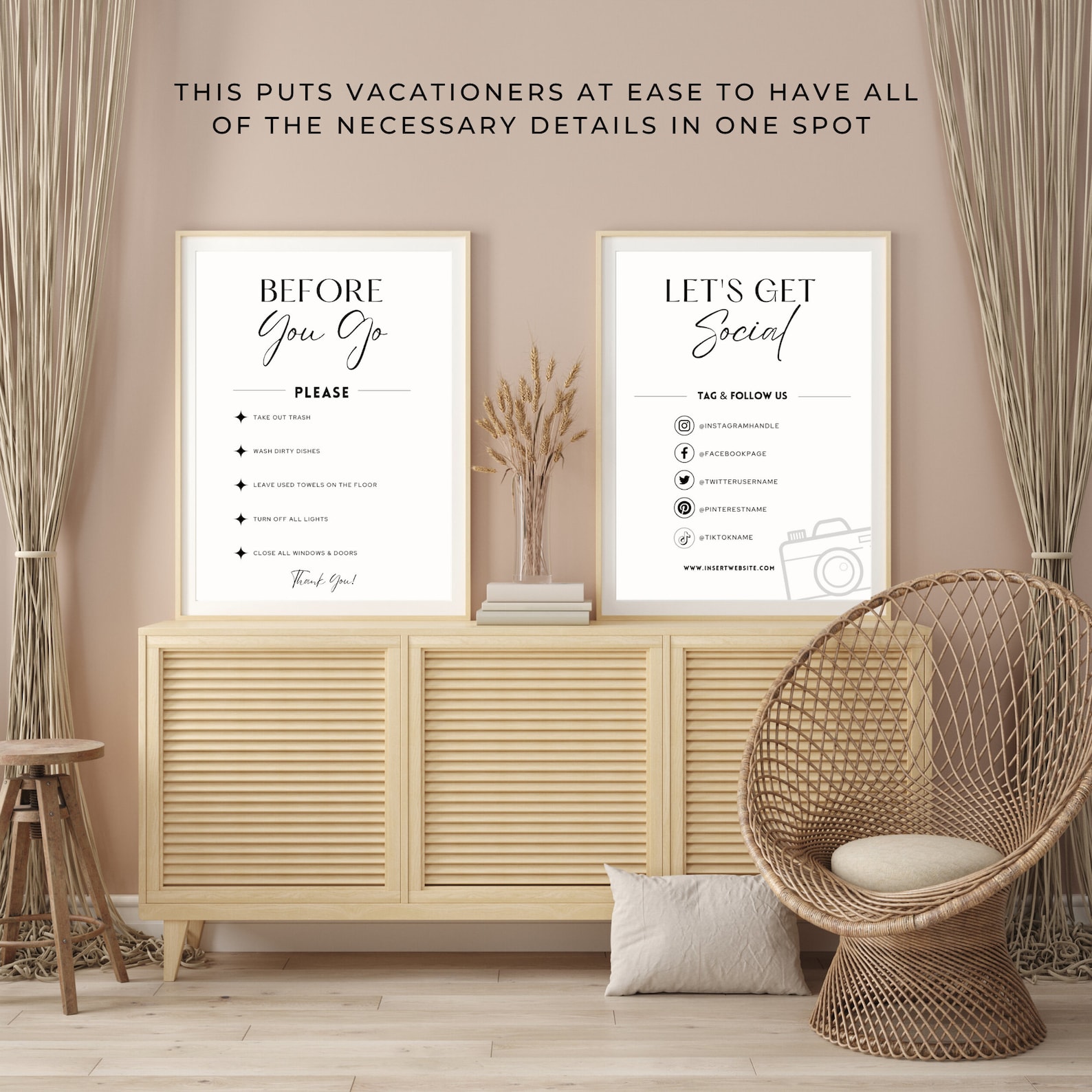 Airbnb Sign Bundle Template, Airbnb Signage, Vacation Rental, Wifi Sign ...