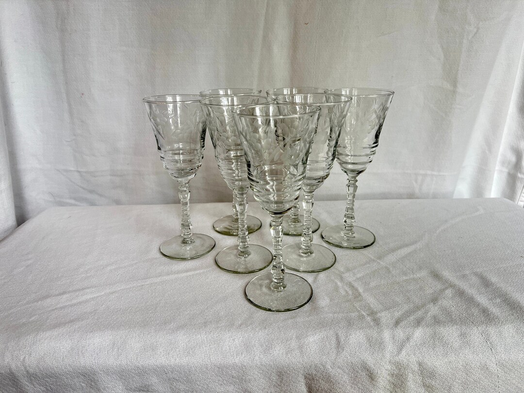 Rock Sharpe Halifax Goblets, Vintage Libbey Crystal Stemware, Cut ...