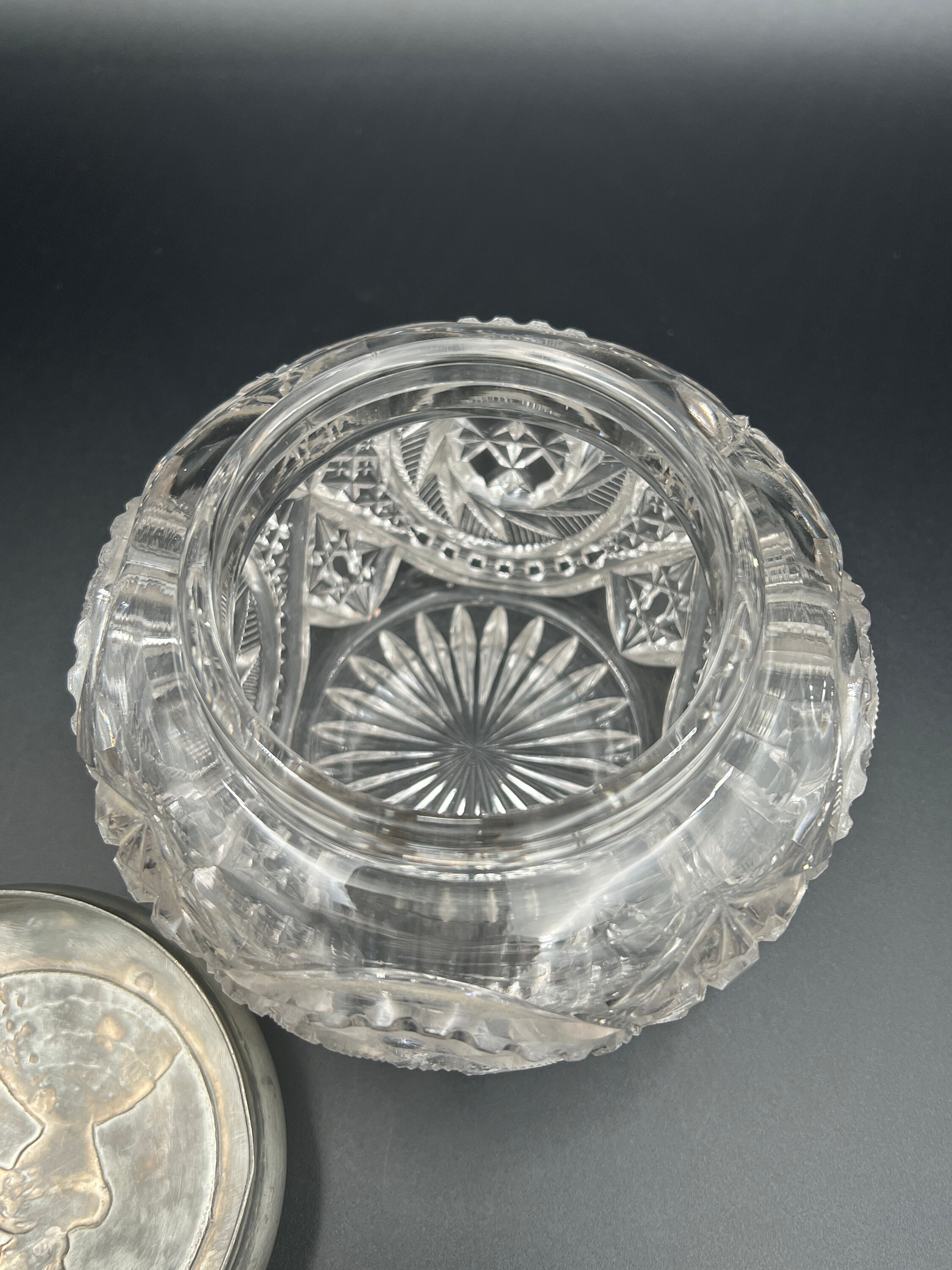 Victorian Vanity Powder Jar, EAPG Heavy Glass Powder Vanity Jar With ...