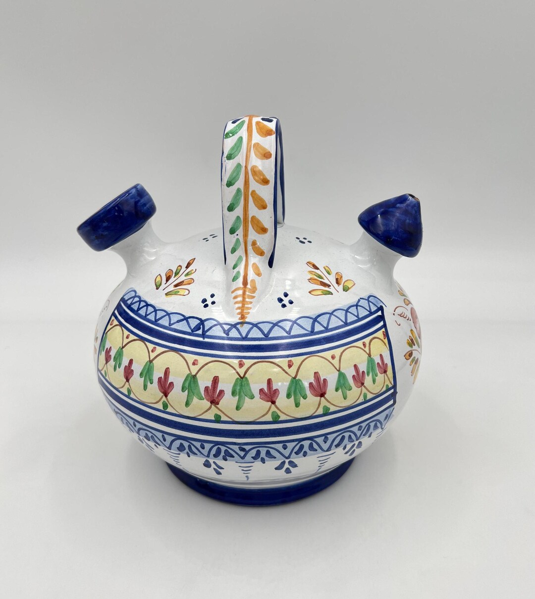 Vintage Blue and White Spanish Botijo, Traditional Spanish Double ...