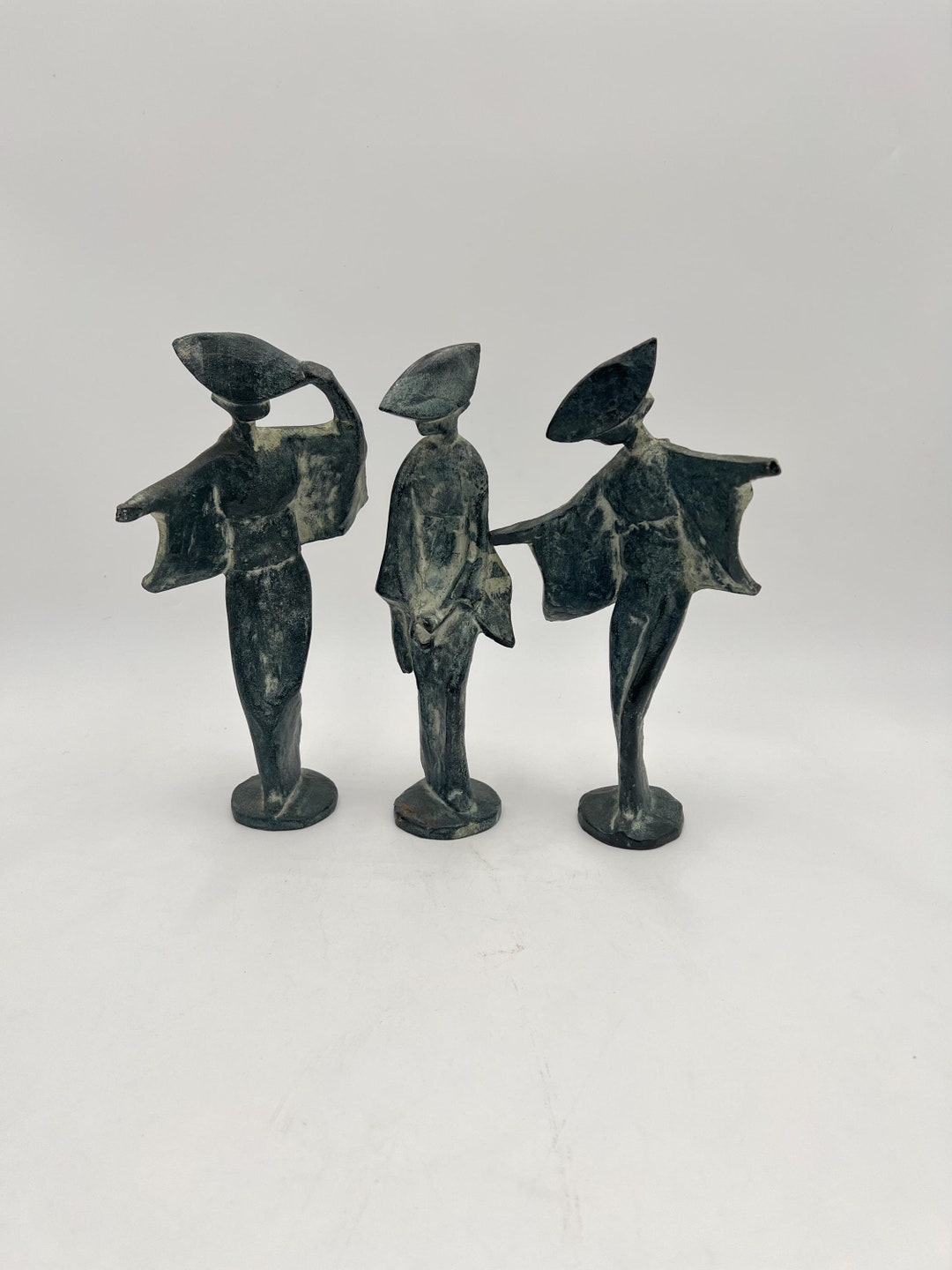 Mid Century Cast Iron Geisha Dancing Statues/sculptures Set of 3 James ...