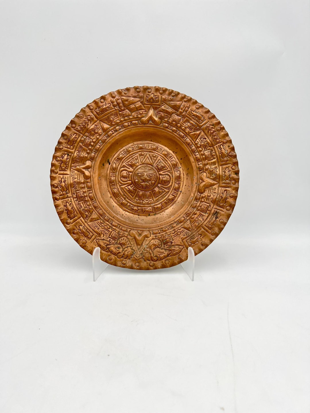 Vintage Aztec Copper Wall Calendar, Mid Century Copper Aztec Wall ...