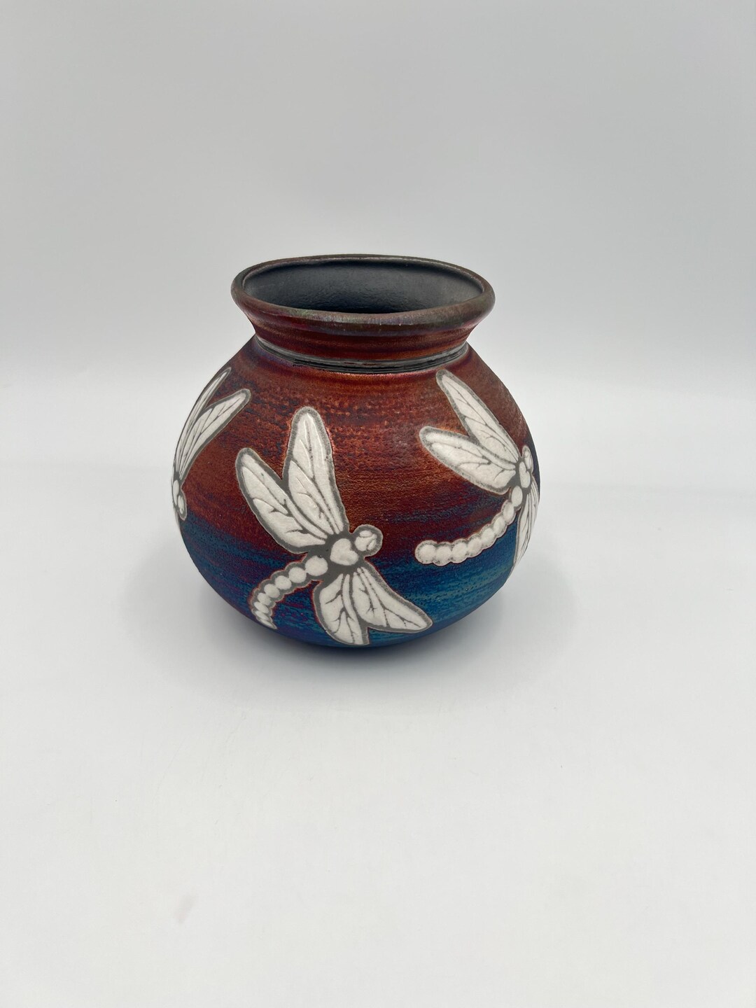 Vintage Jeremy Diller Raku Pottery Dragon Fly Spirit Vase, Jeremy ...