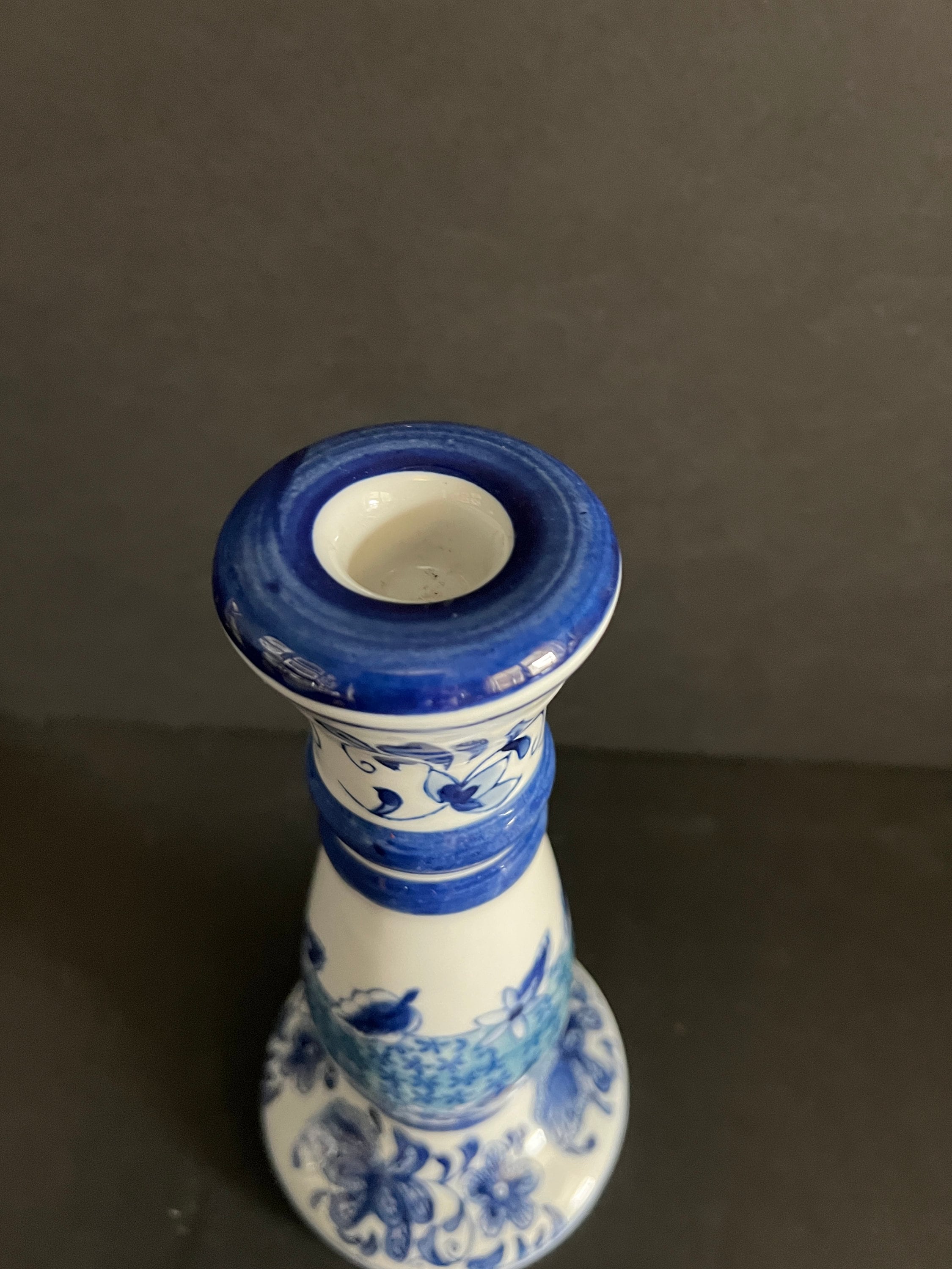 Vintage Blue and White Porcelain Tall Candle Holder Cobalt - Etsy